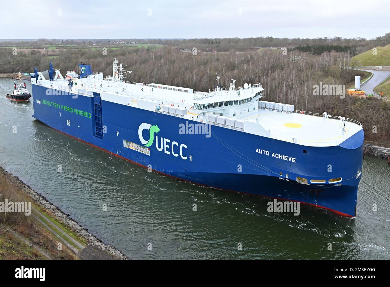 UECCs Vehicles Carrier AUTO ACHIEVE passing the Kiel Canal Stock Photo ...