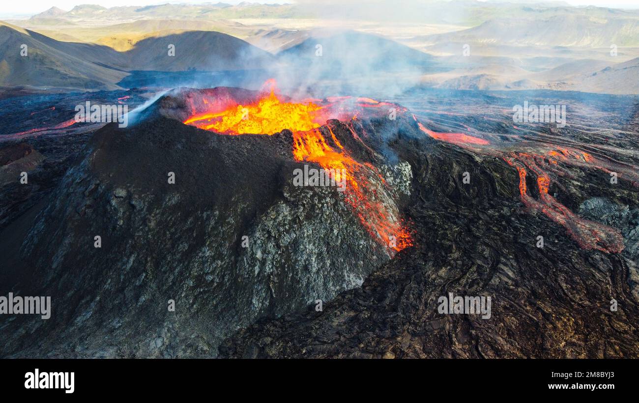 A lava erupting from a volcano Stock Photo - Alamy