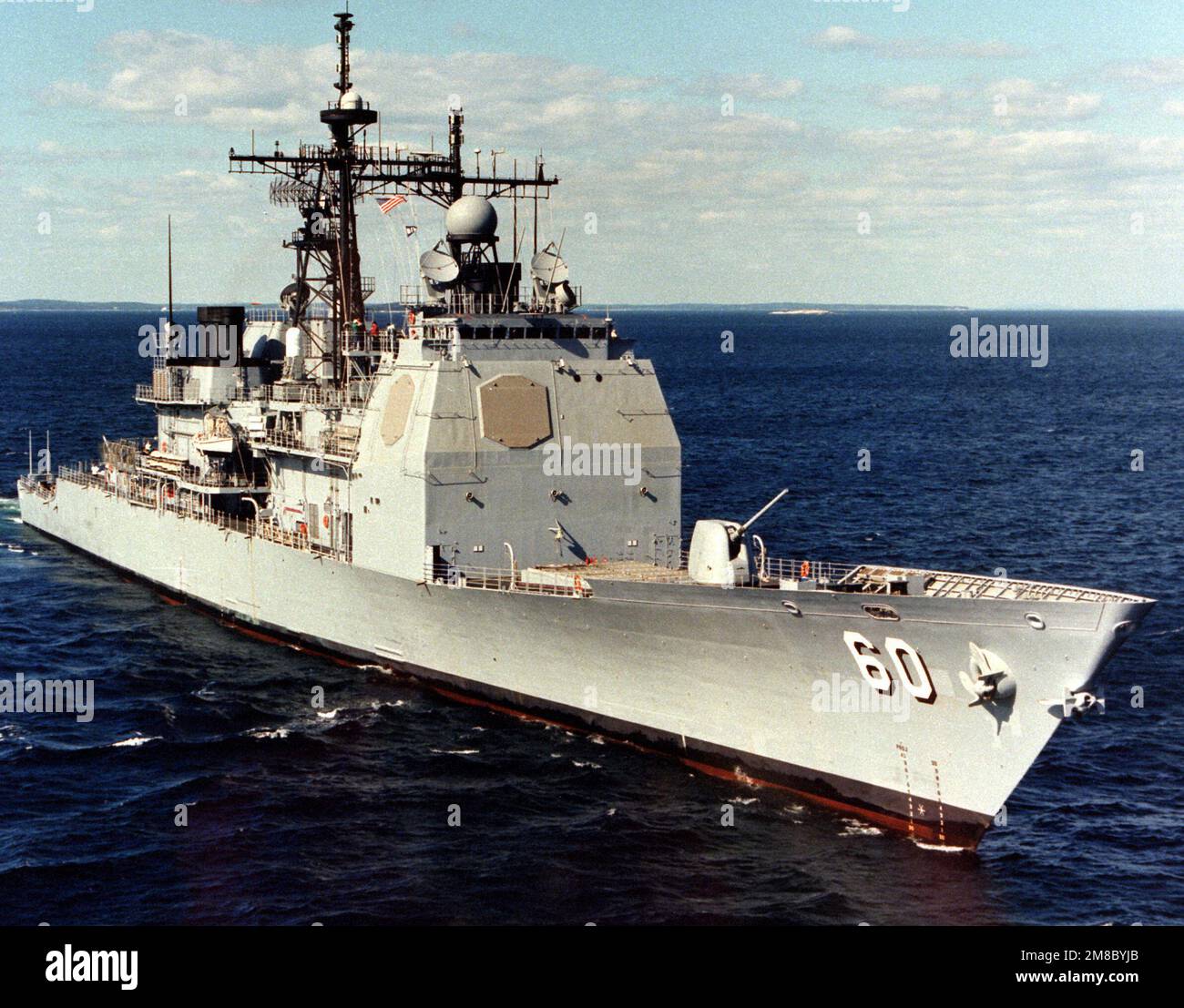 A starboard bow view of the guided missile cruiser NORMANDY (CG-60 ...