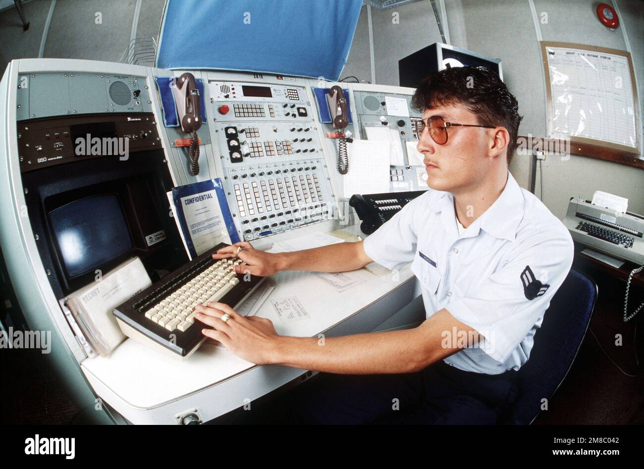 AIC John P. Andrich, a radio operator with the 2130th Communications Group, U.S. Air Force ...