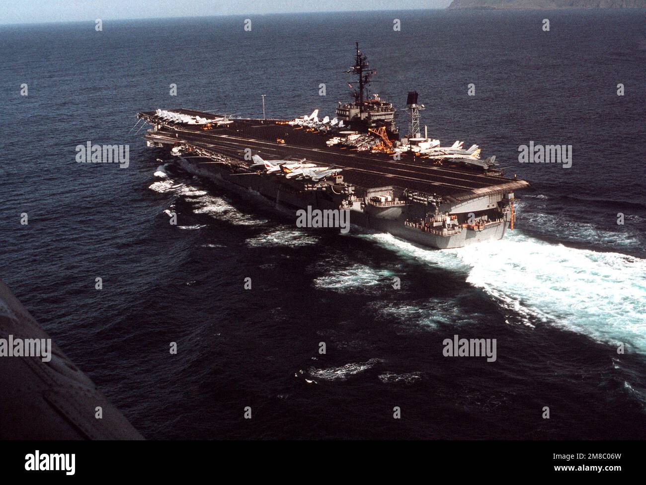 A port quarter view of the aircraft carrier USS CONSTELLATION (CV 64 ...