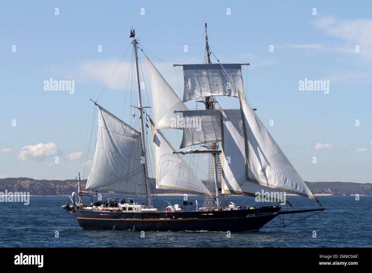 Australian Brigantine Young Endeavour under sail on her way to Hobart ...