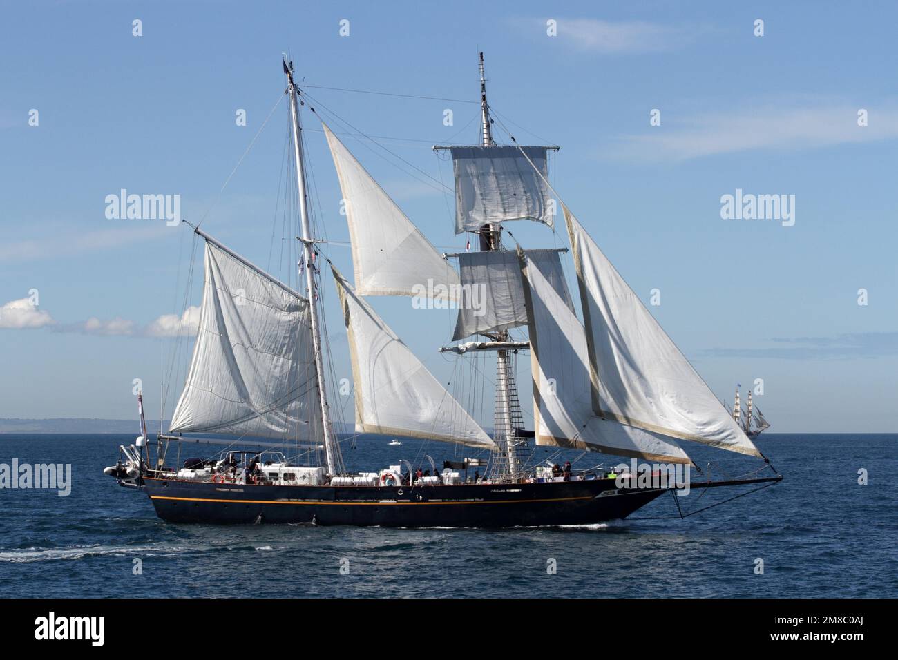 Australian Brigantine Young Endeavour under sail on her way to Hobart ...