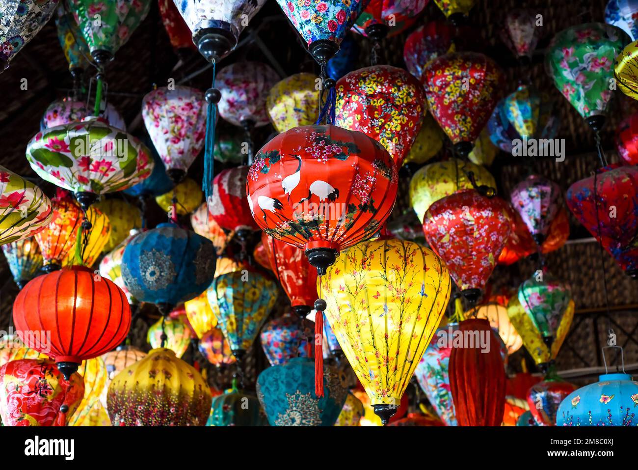 Many colorful lanterns hanging in Vietnam for Tet Lunar New Year Stock ...