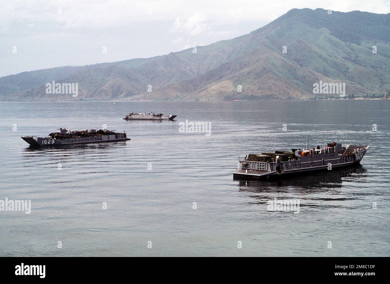 The utility landing craft LCU-1629, left, LCU-1634, center, and LCU ...