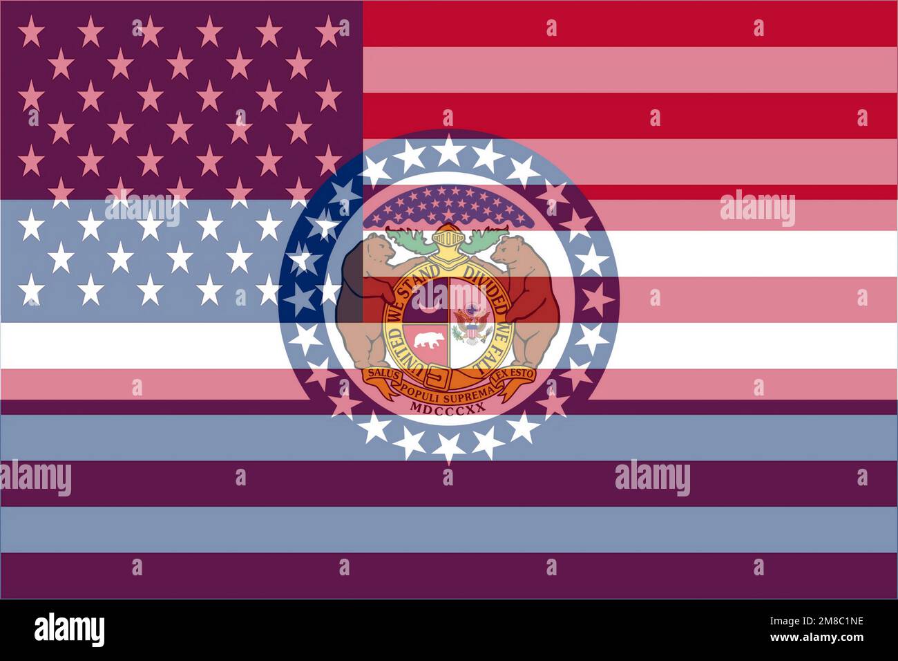 Flag of Missouri, federal state with United States of America flag ...
