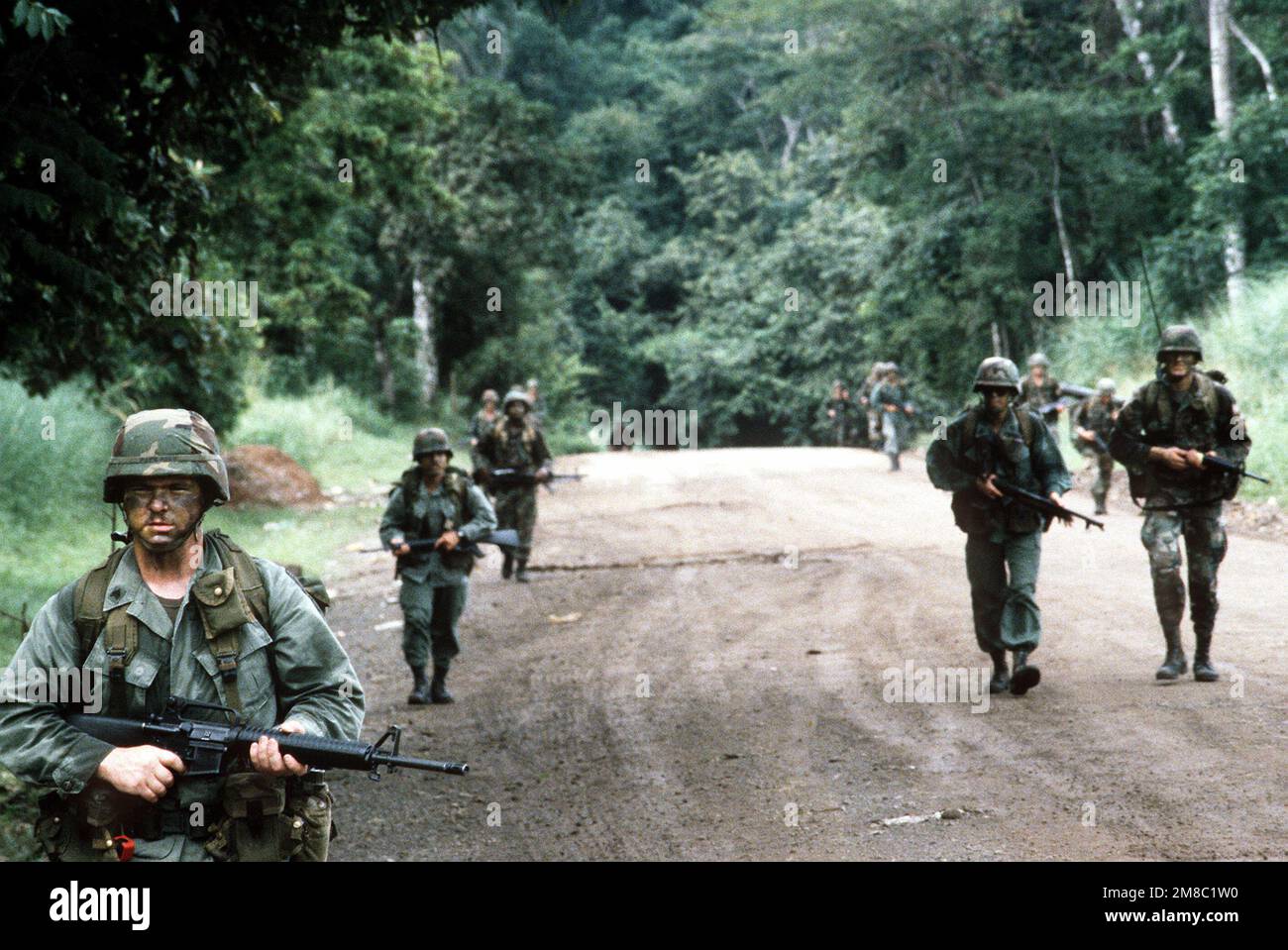 Soldiers from Co. B, 5th Bn., 87th Infantry Regt., stay spread out ...