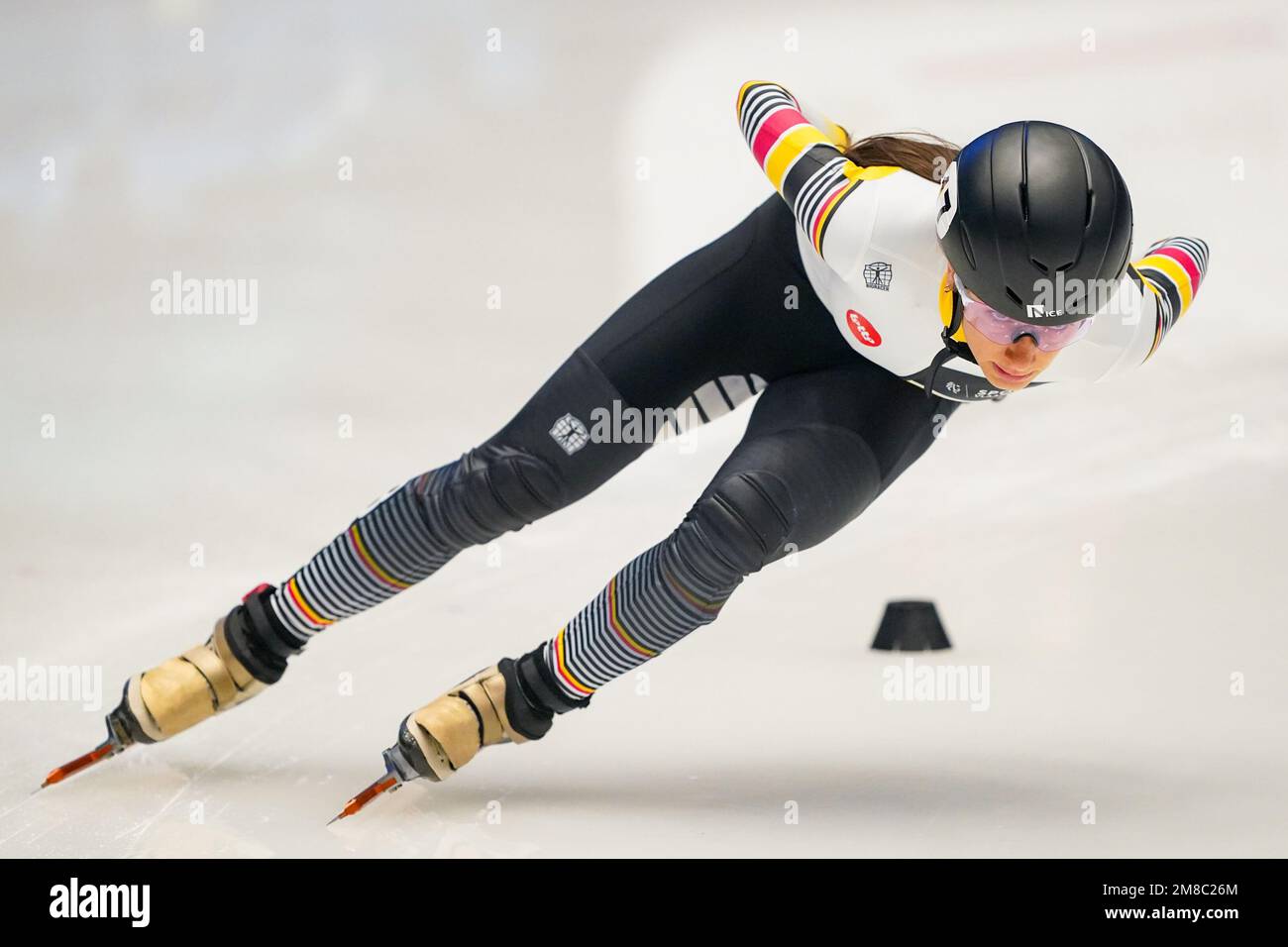 GDANSK, POLAND - JANUARY 13: Hanne Desmet of Belgium competing on the ...