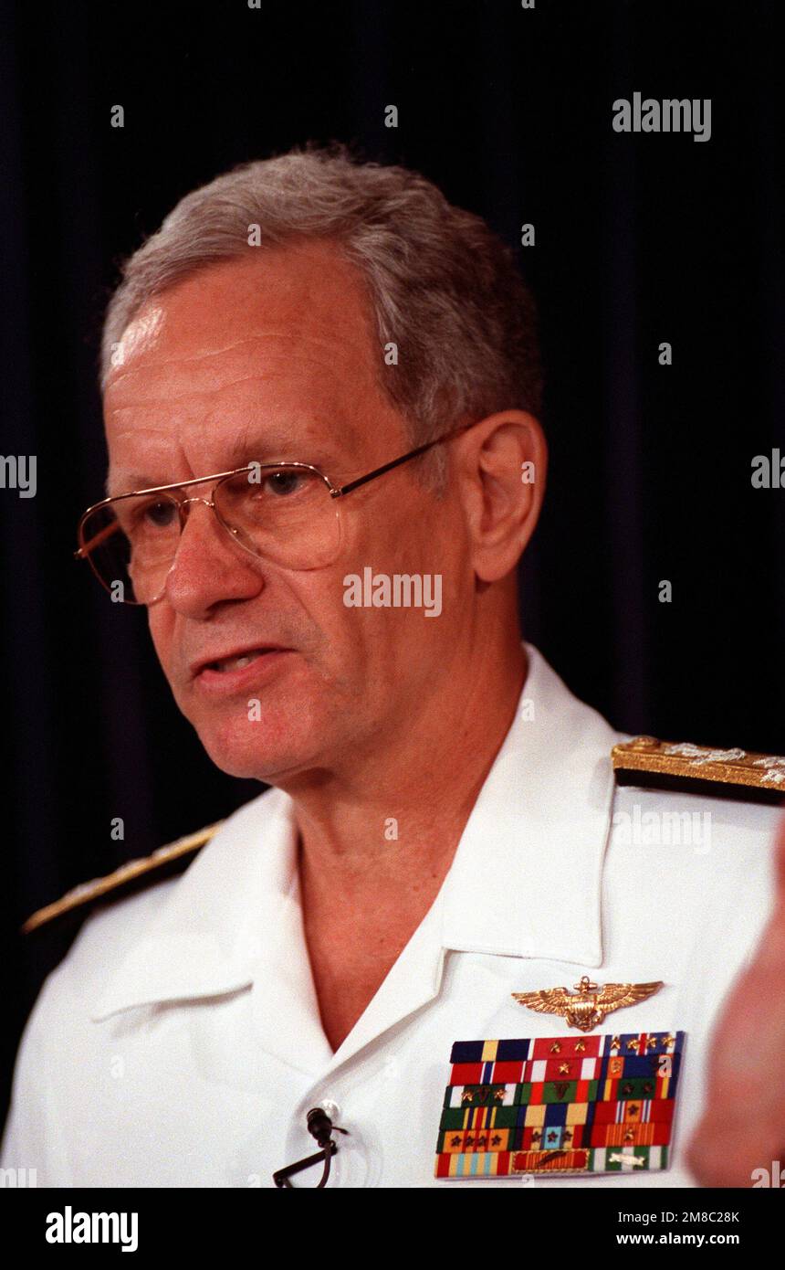 Adm. Leon A. Edney, vice chief of naval operations, speaks at a ...
