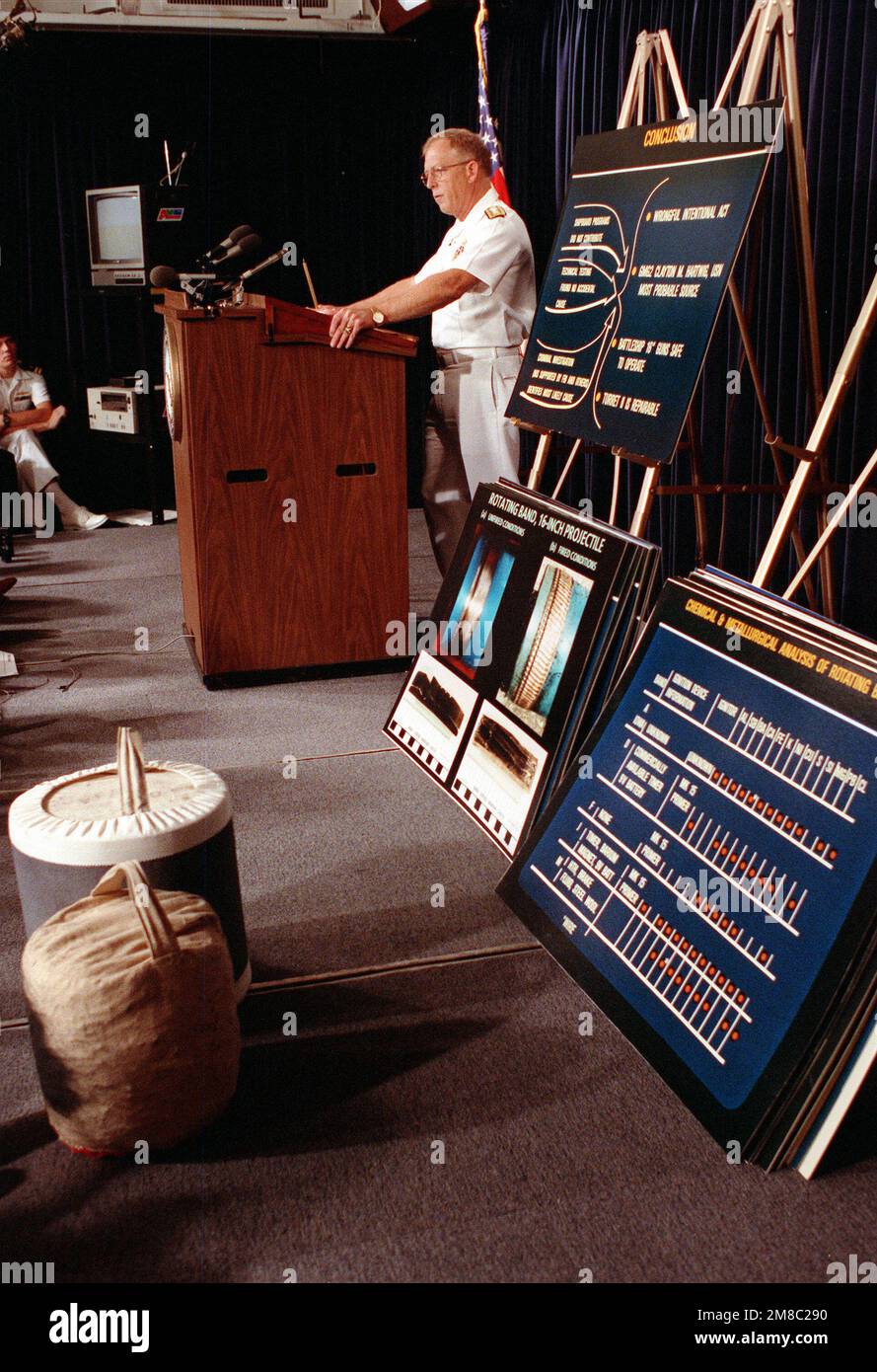 Rear Adm. Richard D. Milligan speaks during a Pentagon press conference ...