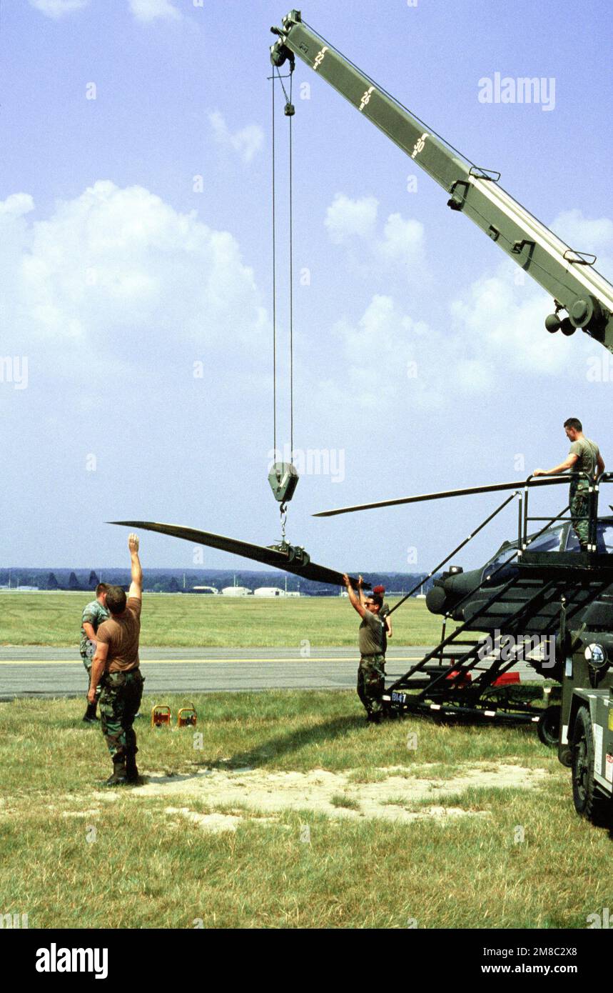 Soldiers from Co. D, 1ST Aviation Bn., 82nd Airborne Div., guide a main ...