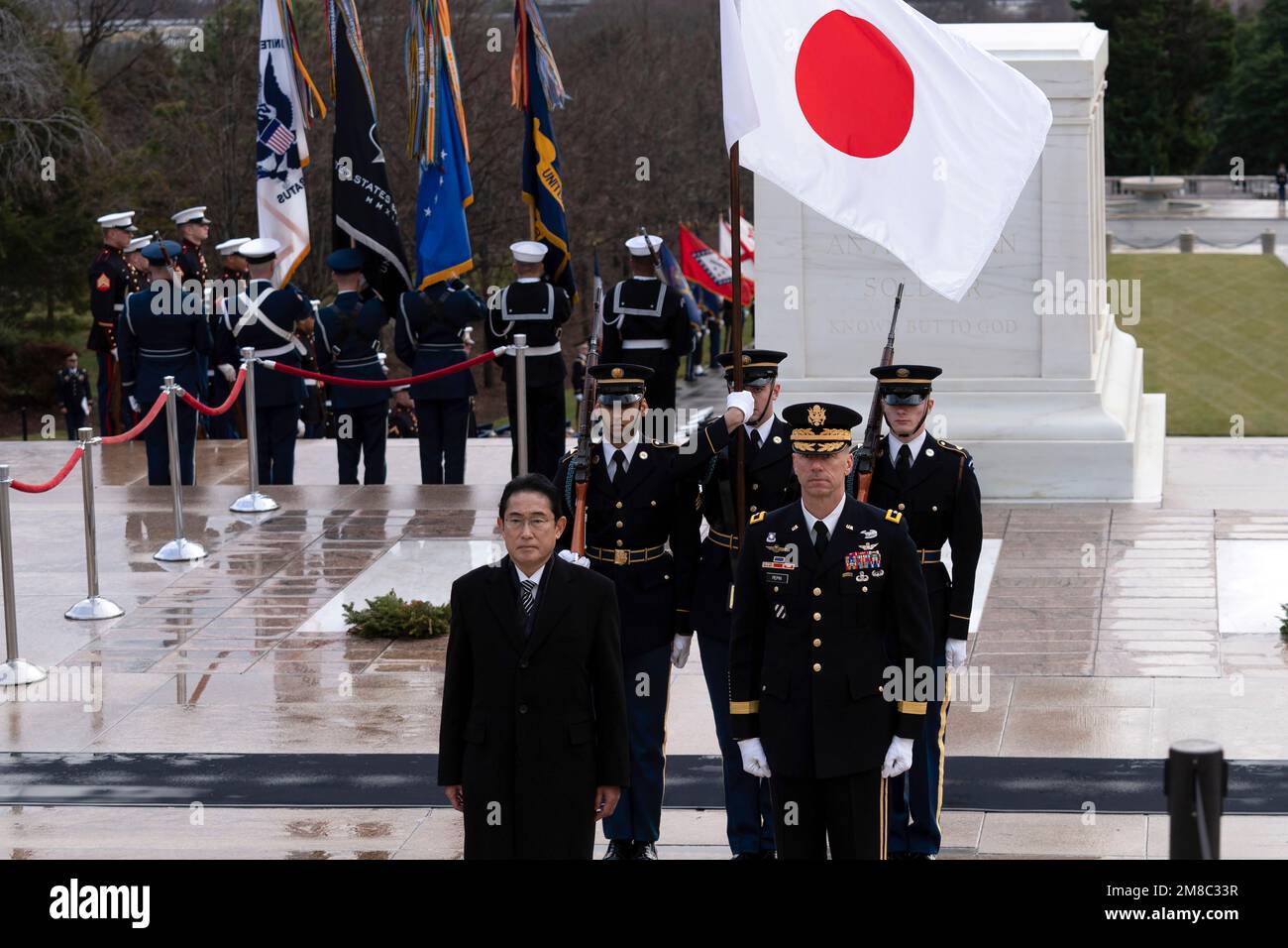 Japanese Prime Minister Fumio Kishida, accompanied by Maj. Gen. Allan M ...