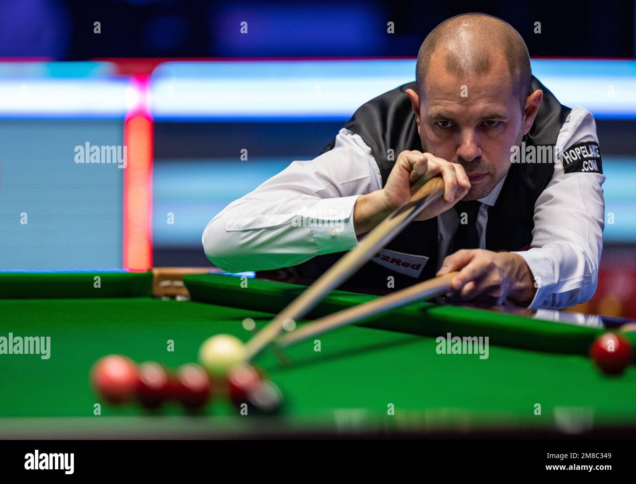 Barry Hawkins during his match against Judd Trump on day six of the ...