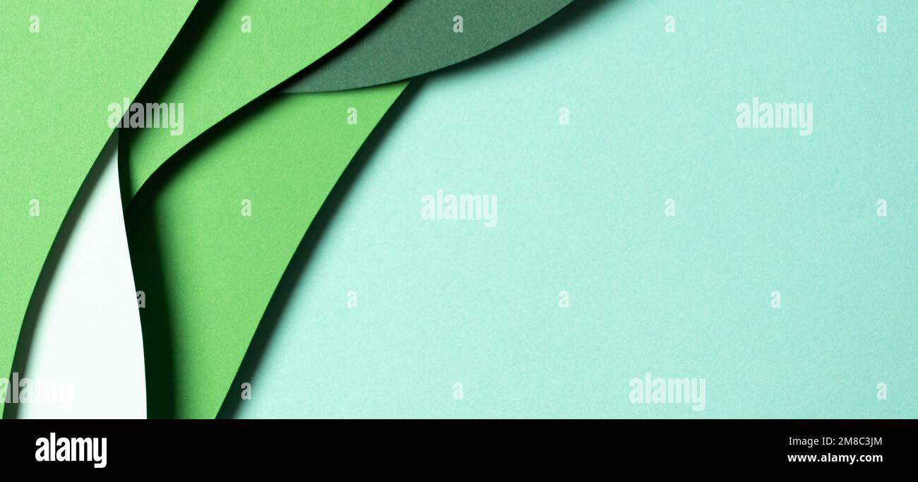 Abstract green color paper texture background. Minimal paper cut style ...