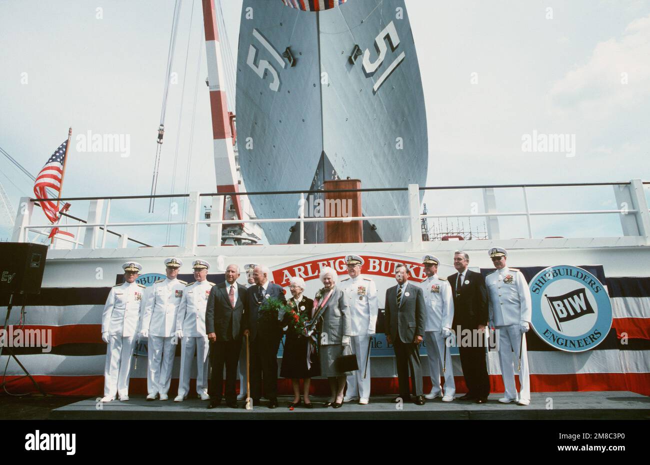 Attending the christening and launch of the guided missile destroyer ...