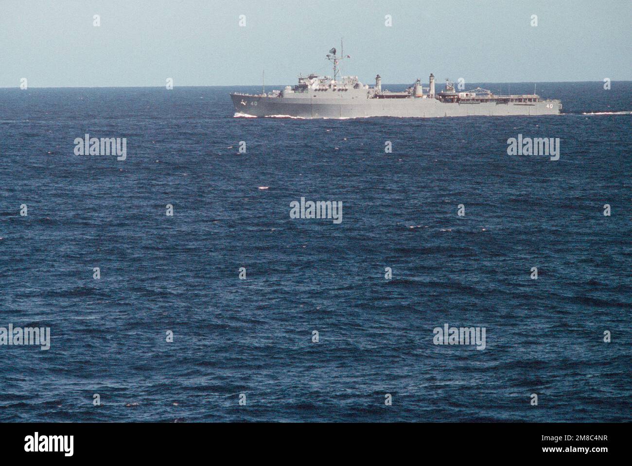 A port beam view of the dock landing ship USS FORT FISHER (LSD 40 ...