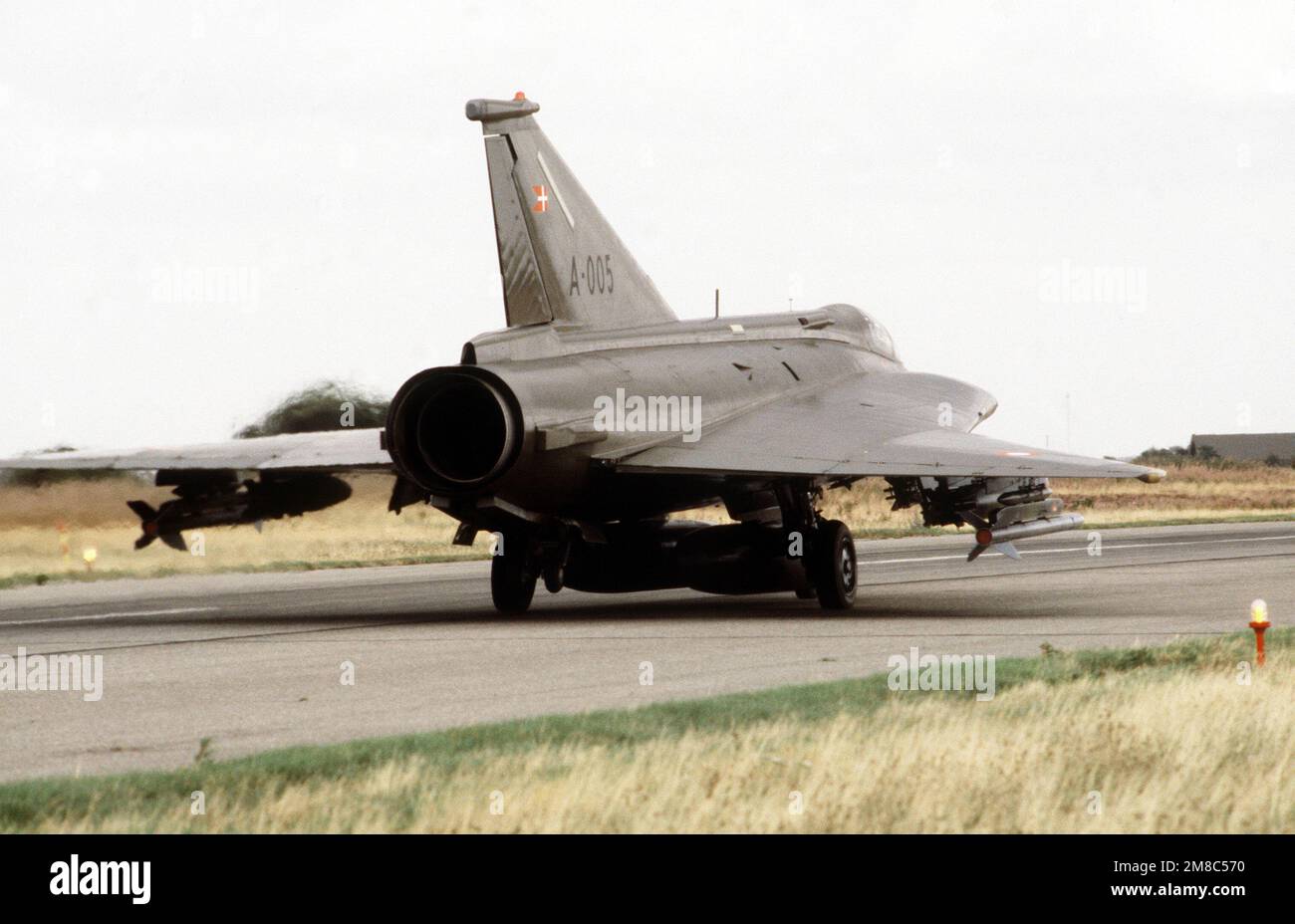 A Danish F-35 Draken aircraft rolls down the runway during the NATO ...