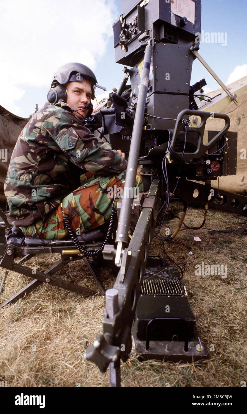A member of 19 Squadron, Royal Air Force (RAF) Regiment, a British air ...