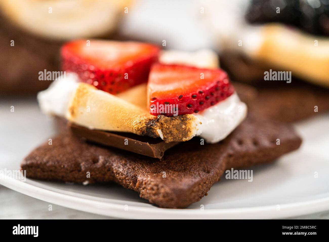 Smores sandwiches with chocolate and marshmallow hi-res stock ...