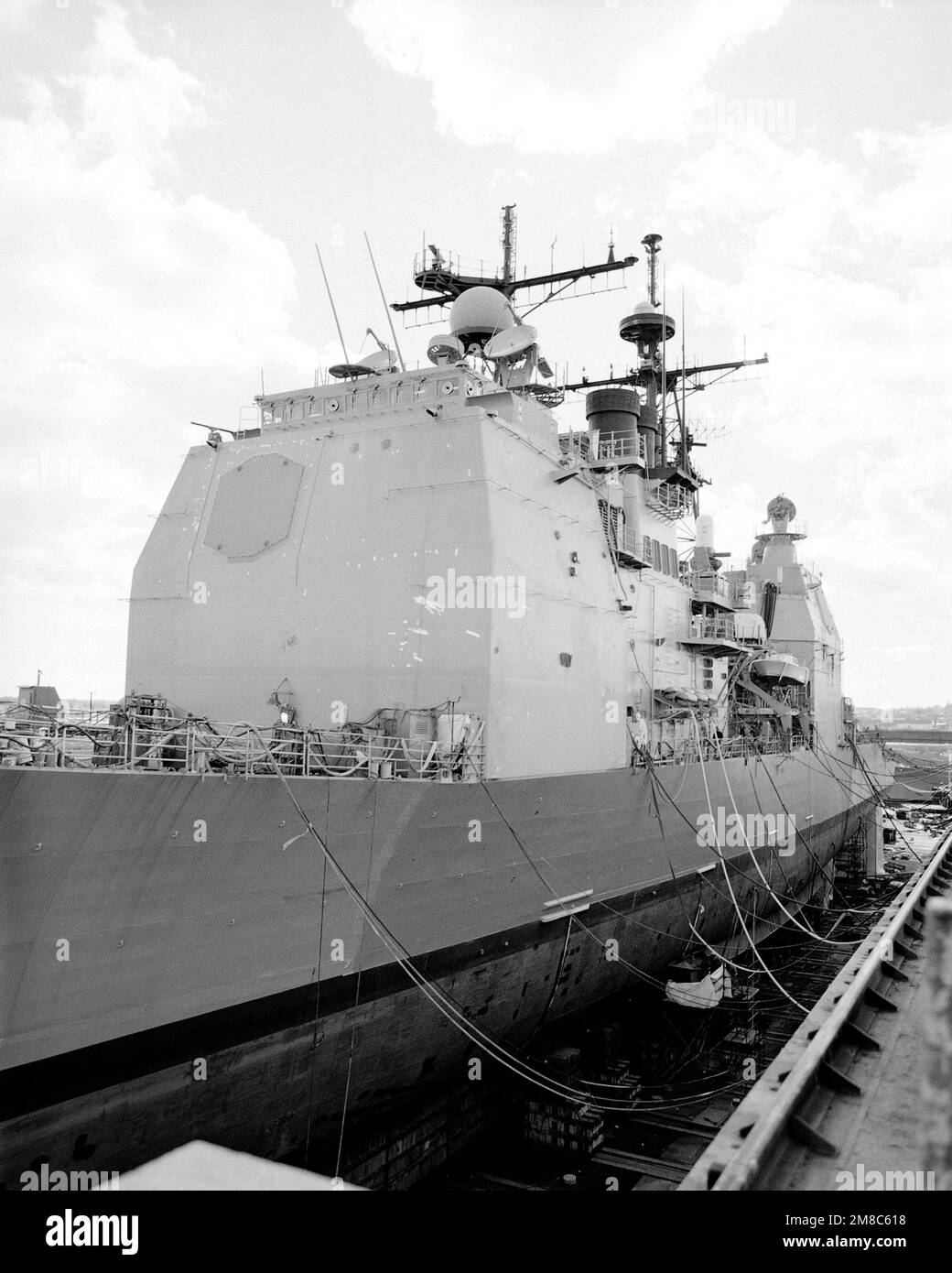 A partial port bow view of the guided missile cruiser MONTEREY (CG 61 ...