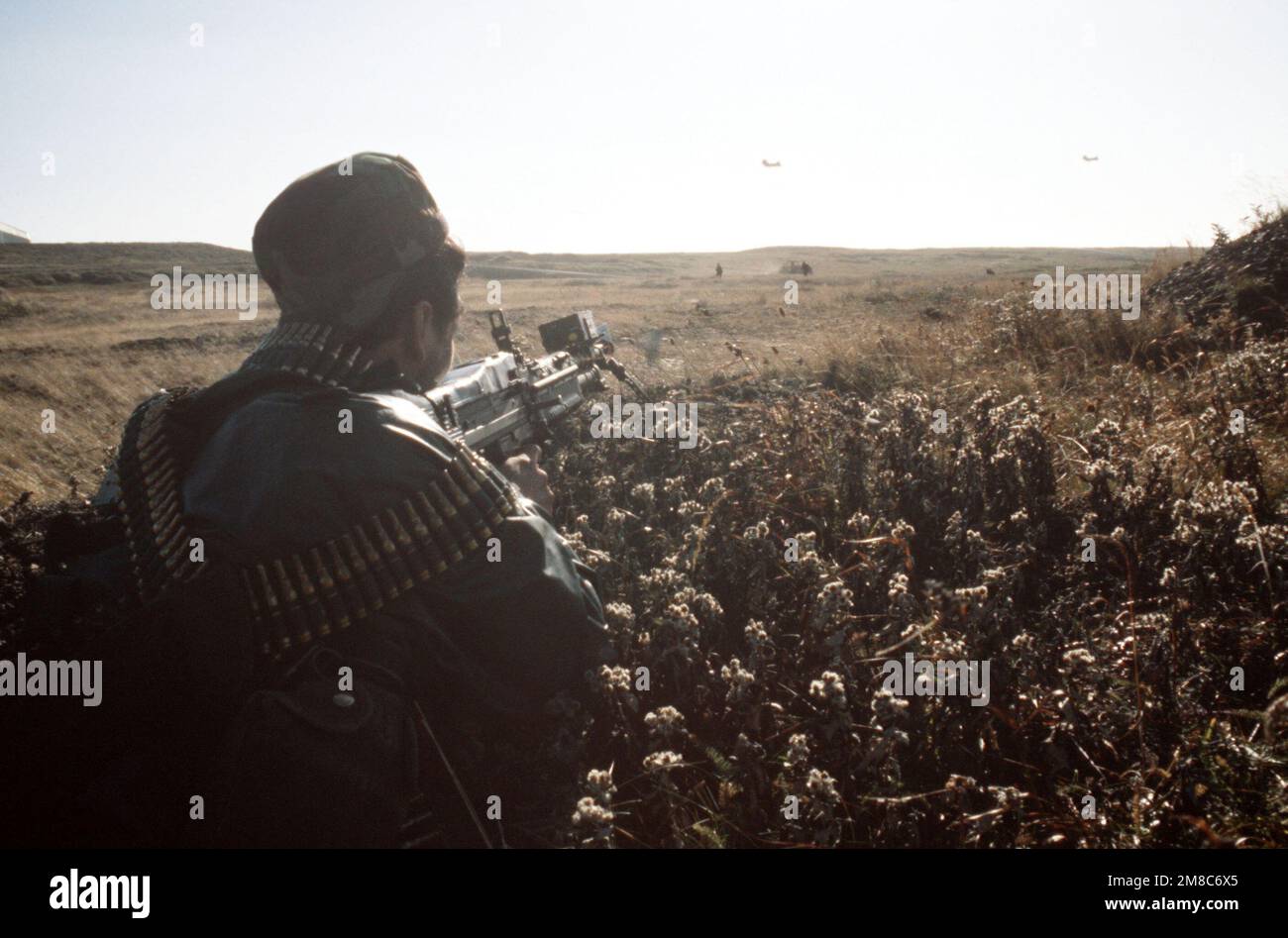 A machine gunner from Co. C, 2nd Bn., 297th Infantry Group (Scout ...