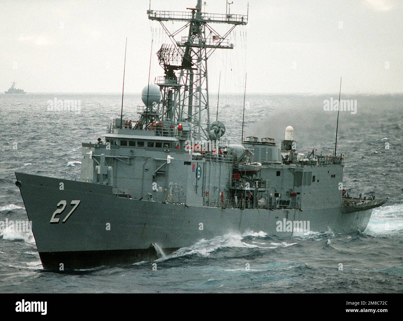 A port bow view of the guided missile frigate USS MAHLON S. TISDALE ...