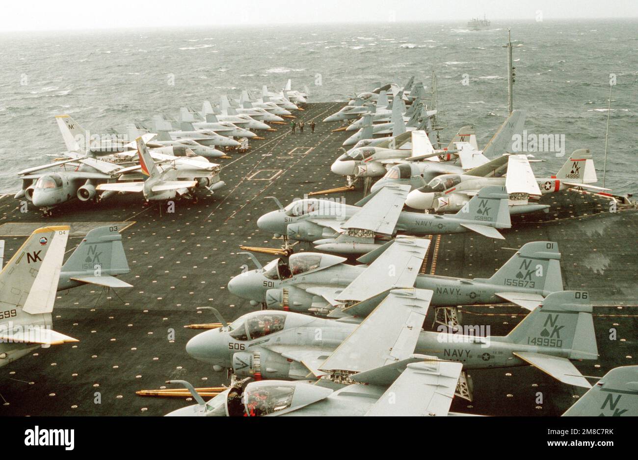 A-6E Intruder aircraft of Attack Squadron 196 (VA-196), forground, sit ...