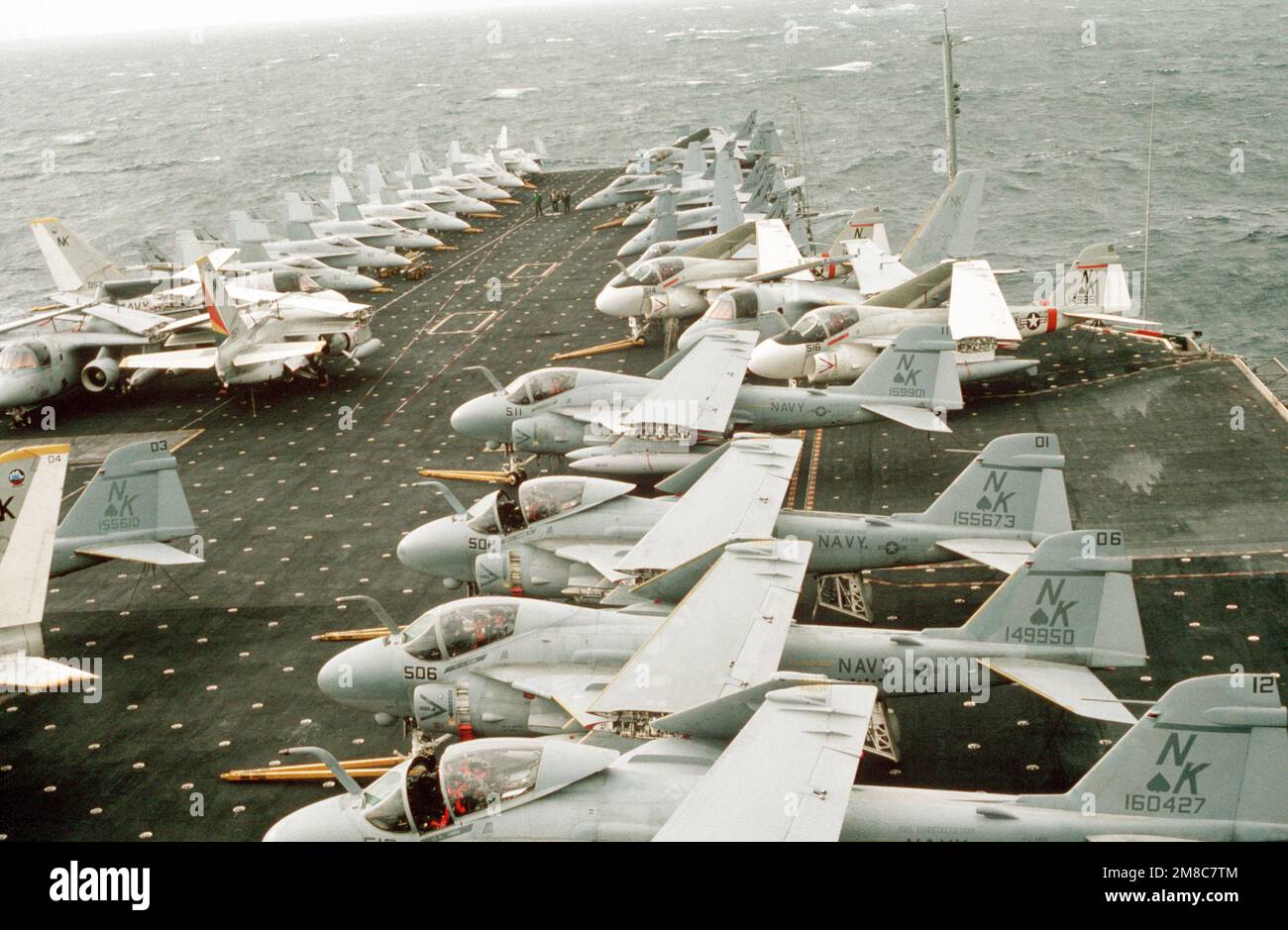 A-6E Intruder aircraft of Attack Squadron 196 (VA-196), forground, sit ...