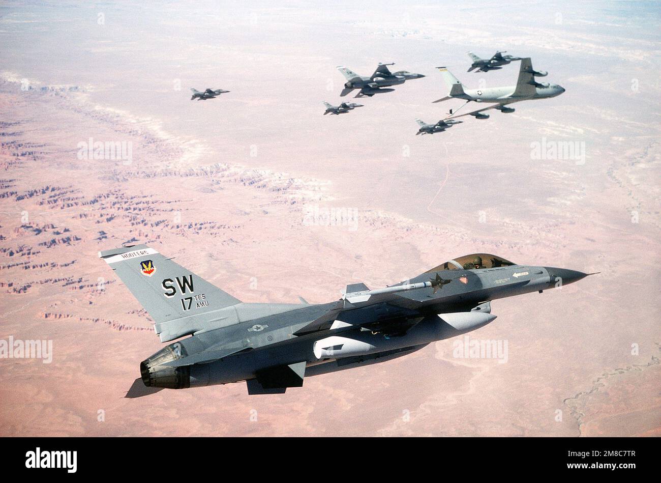 Six F-16C Fighting Falcon aircraft from the 17th Tactical Fighter ...