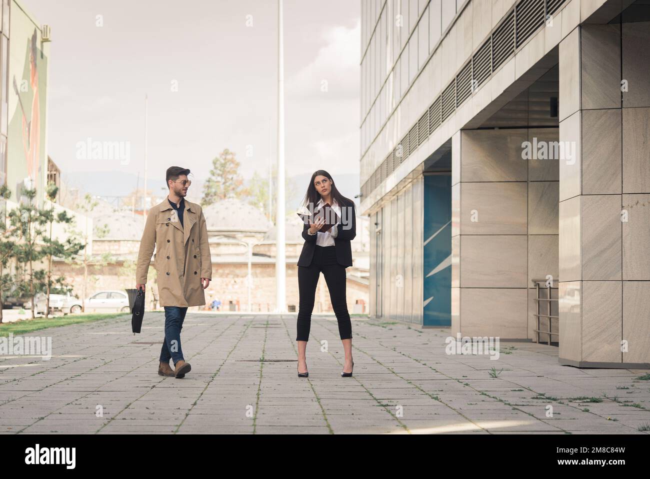 Well suited boss is thinking abou the plan for her company meanwhile ...