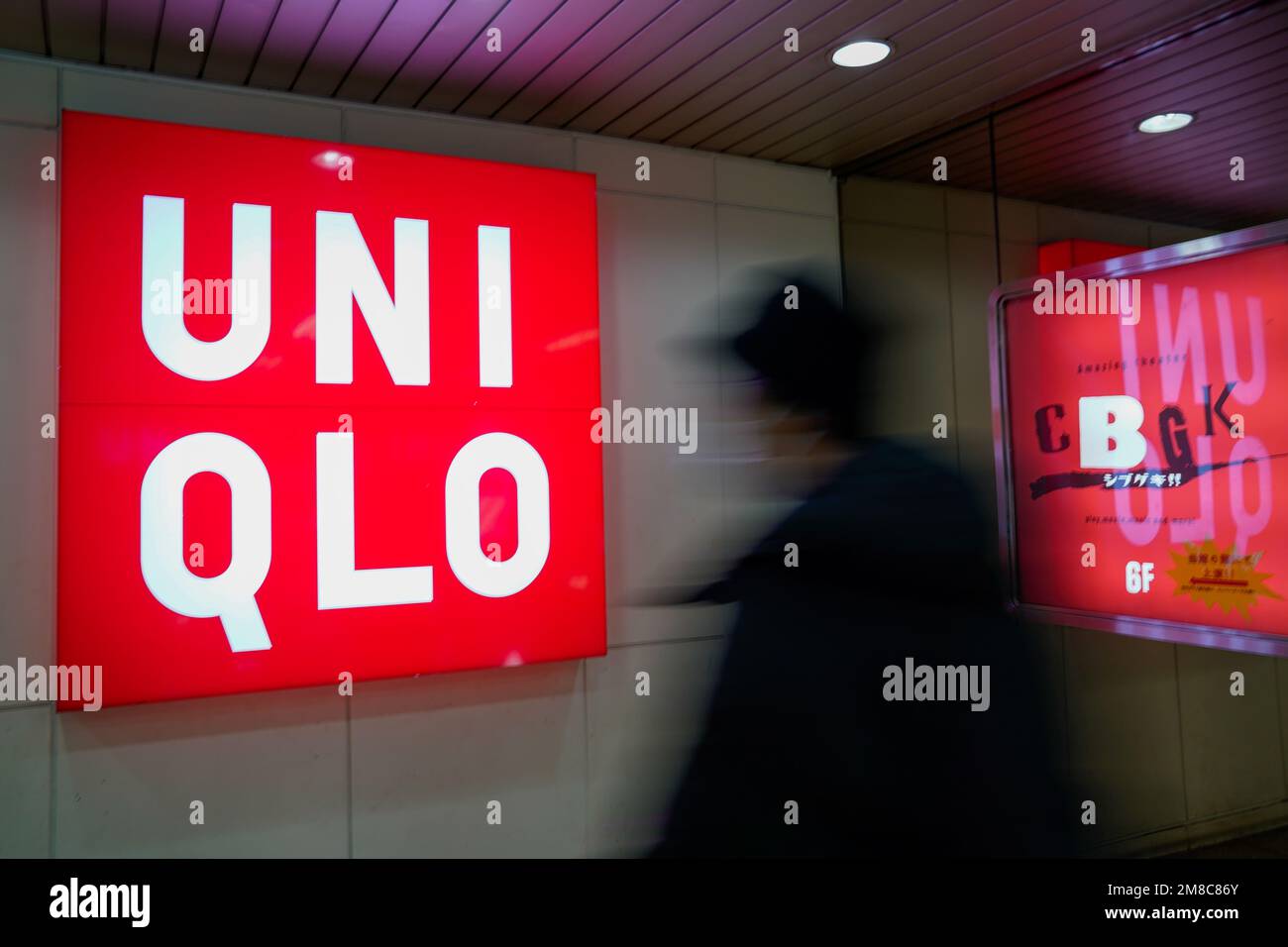 January 13, 2023, Tokyo, Japan - A signage of Uniqlo in downtown Tokyo ...