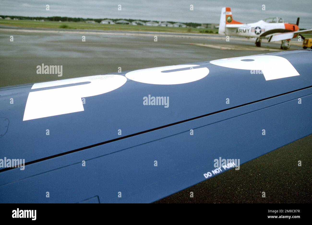 A close-up view of the markings on the right wing of a Swiss-made ...