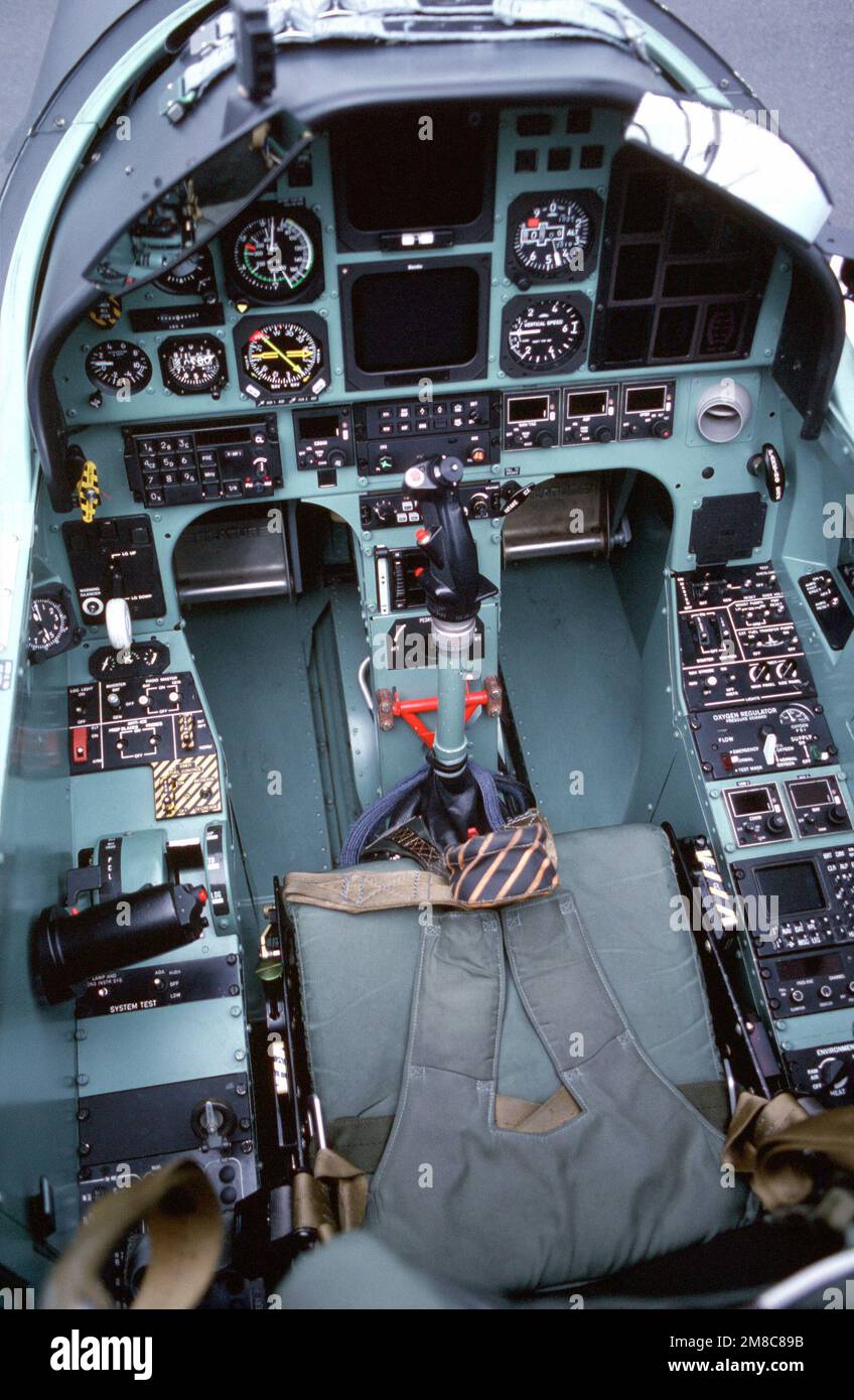 A view of the interior of the cockpit of a Swiss-made Pilatus PC-9 ...