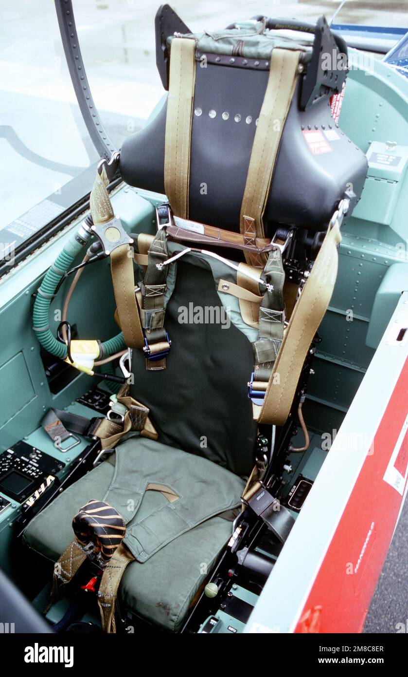A view of the rear ejection seat in the cockpit of a Swiss-made Pilatus ...