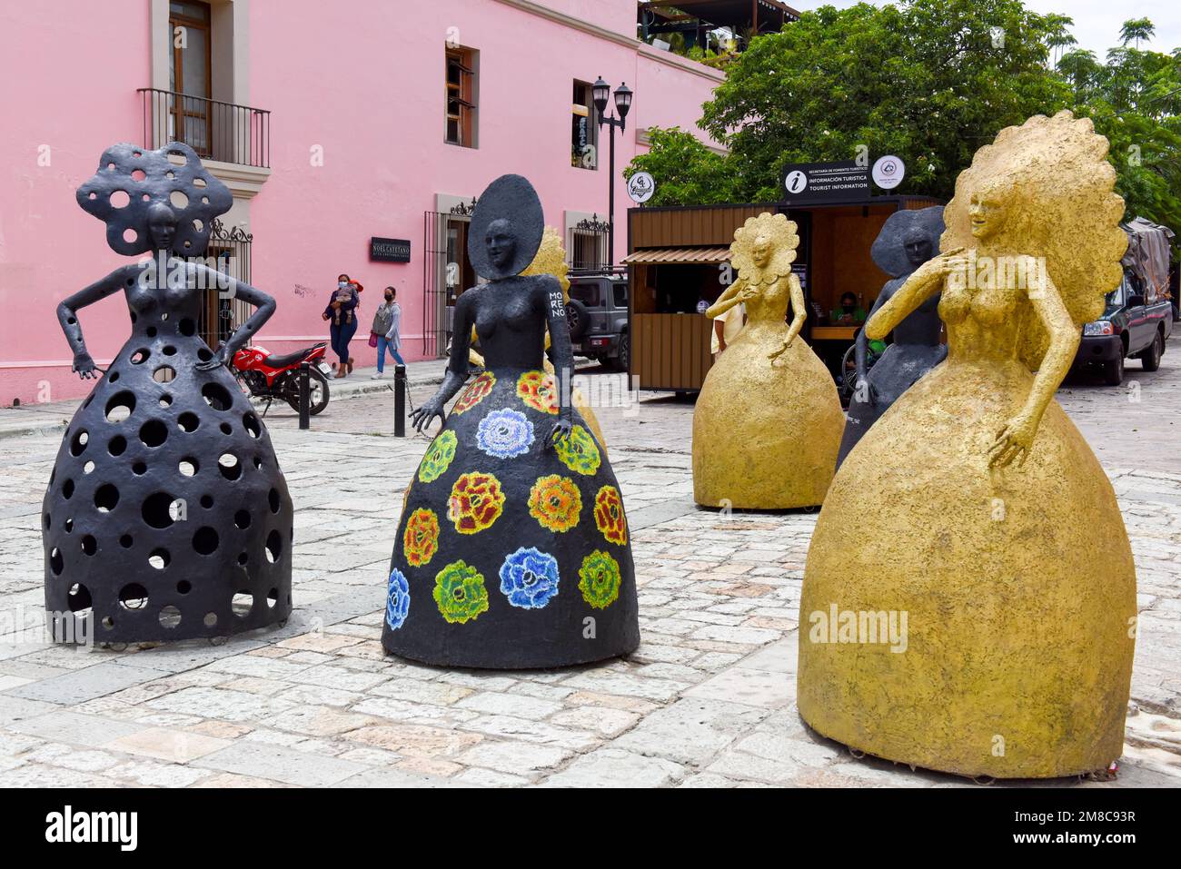 Statues in front of Church of Santo Domingo de Guzman Oaxaca Mexico ...