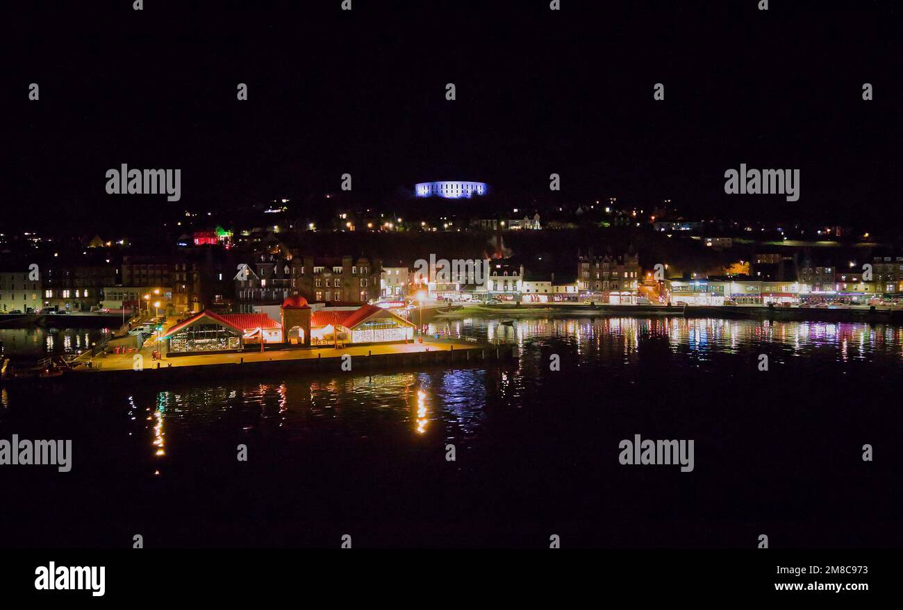 View of Oban Bay, Oban, Argyll, Scotland at Christmas, with view of ...