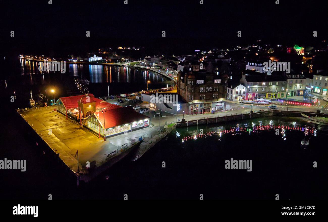 View of Oban Bay, Oban, Argyll, Scotland at Christmas, with view of ...