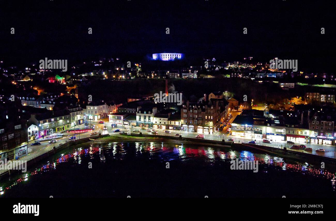 View of Oban Bay, Oban, Argyll, Scotland at Christmas, with view of ...