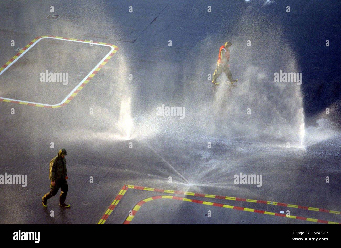 The aqueous film forming foam firefighting system is tested on the ...