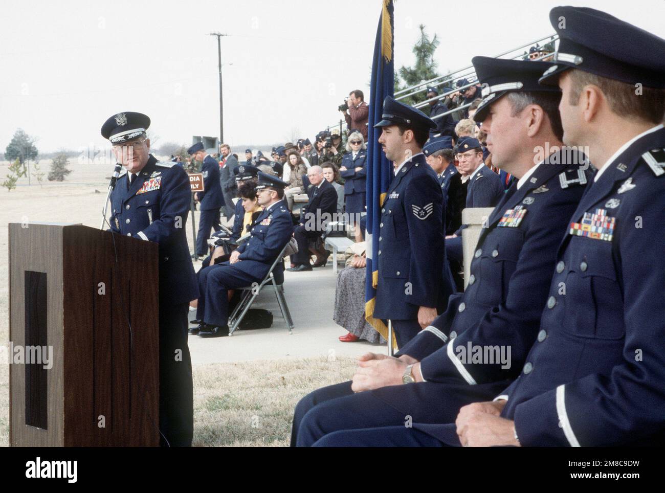 LGEN Richard A. Burpee, left, Commander, 15th Air Force, addresses some ...