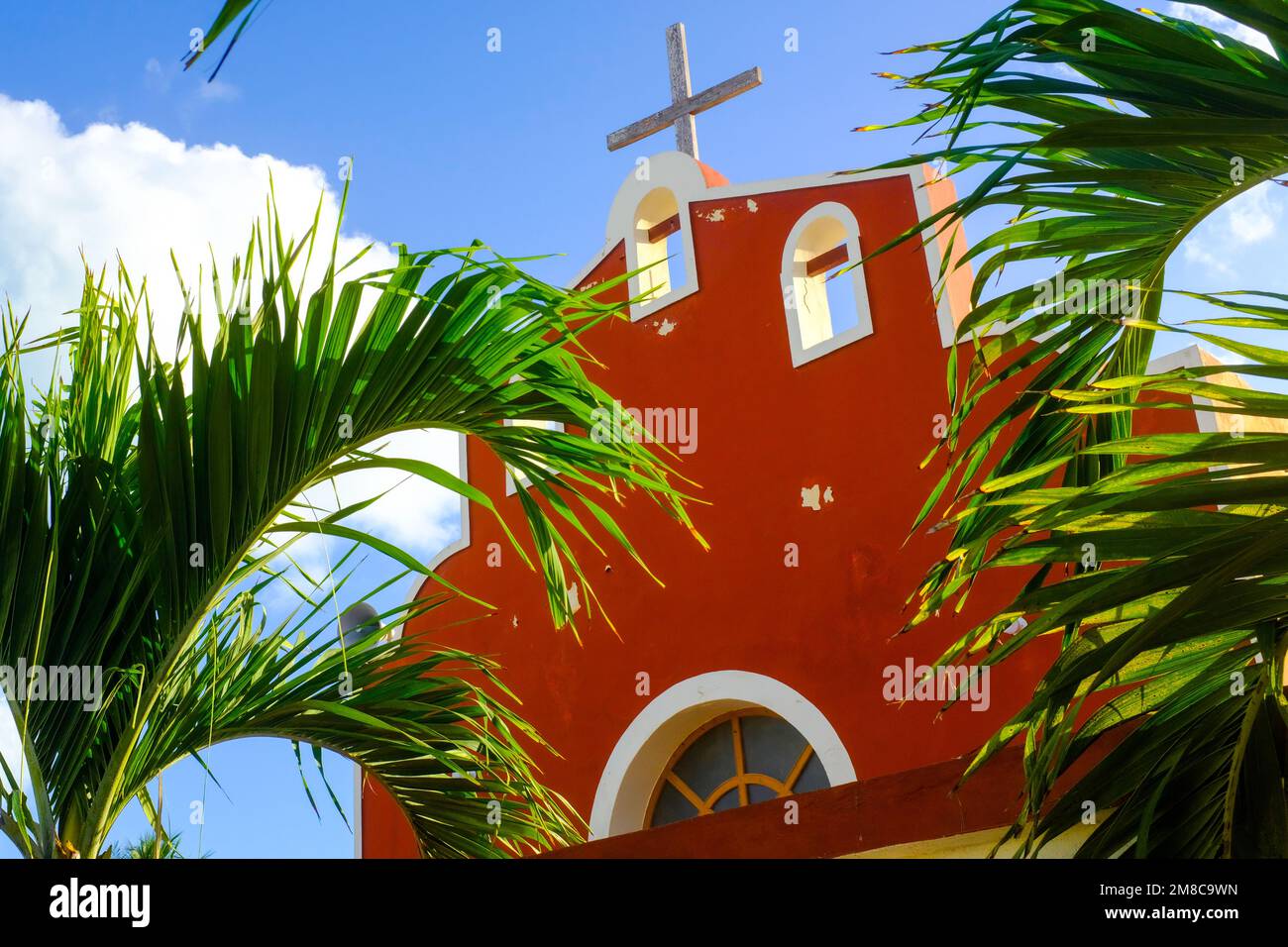 Church, El Cuyo, small beach town, Yucatan coast Mexico Stock Photo - Alamy