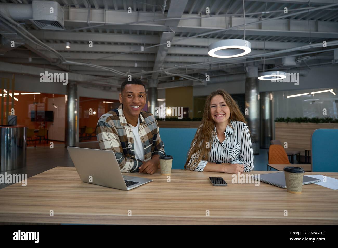 Colleagues collaborating modern office table hi-res stock photography ...