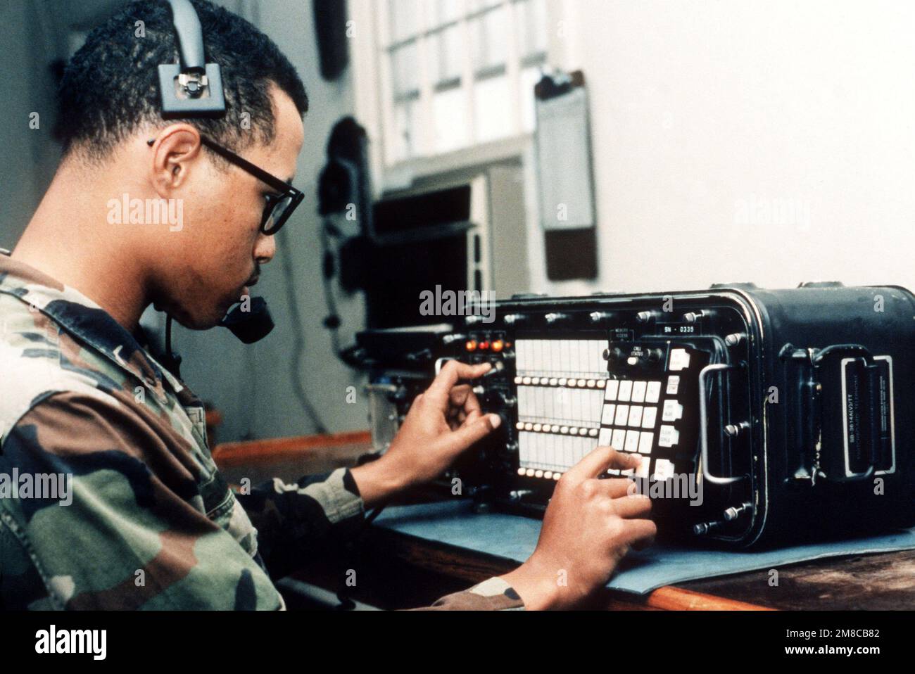 A student at the US Army Signal Center learns how to operate an SB ...