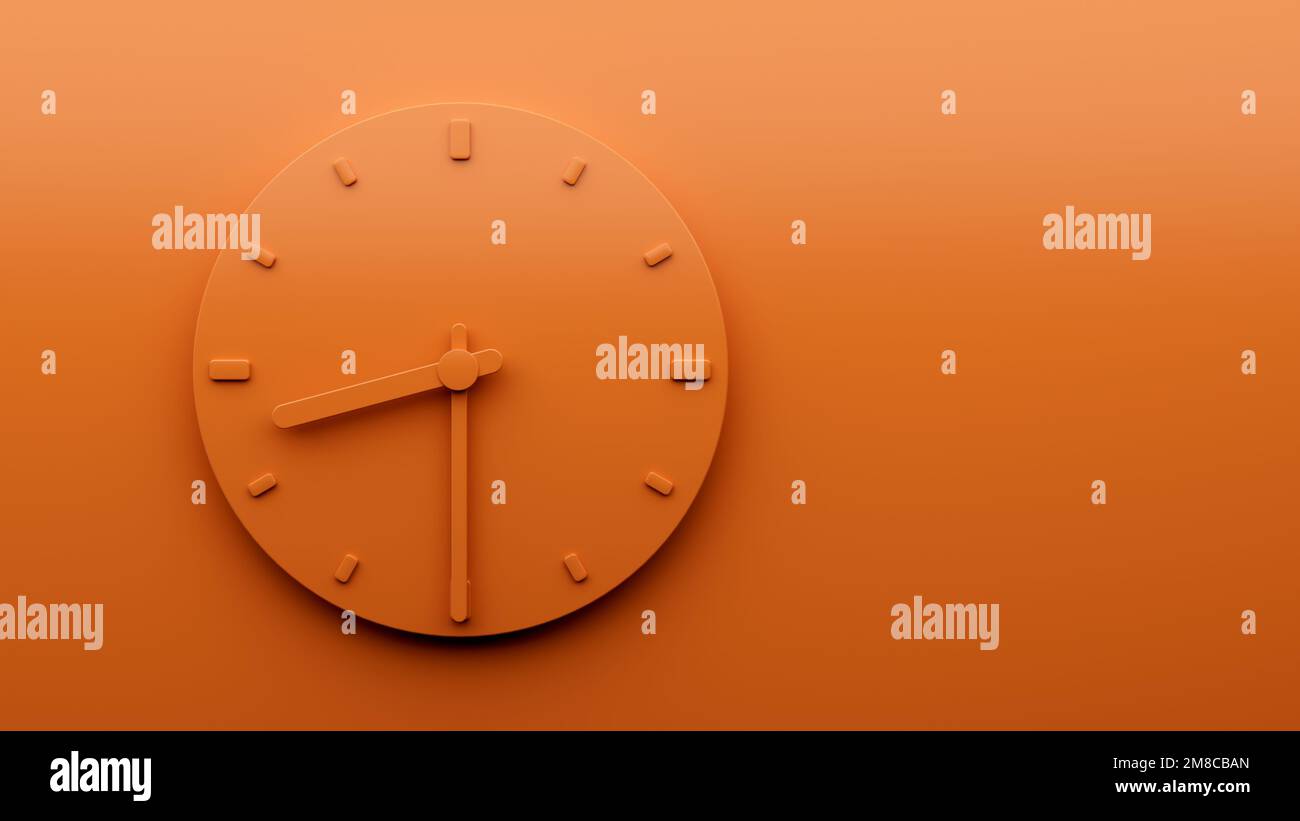 A 3D rendering of 8:30 o'clock on a clock isolated on an orange ...