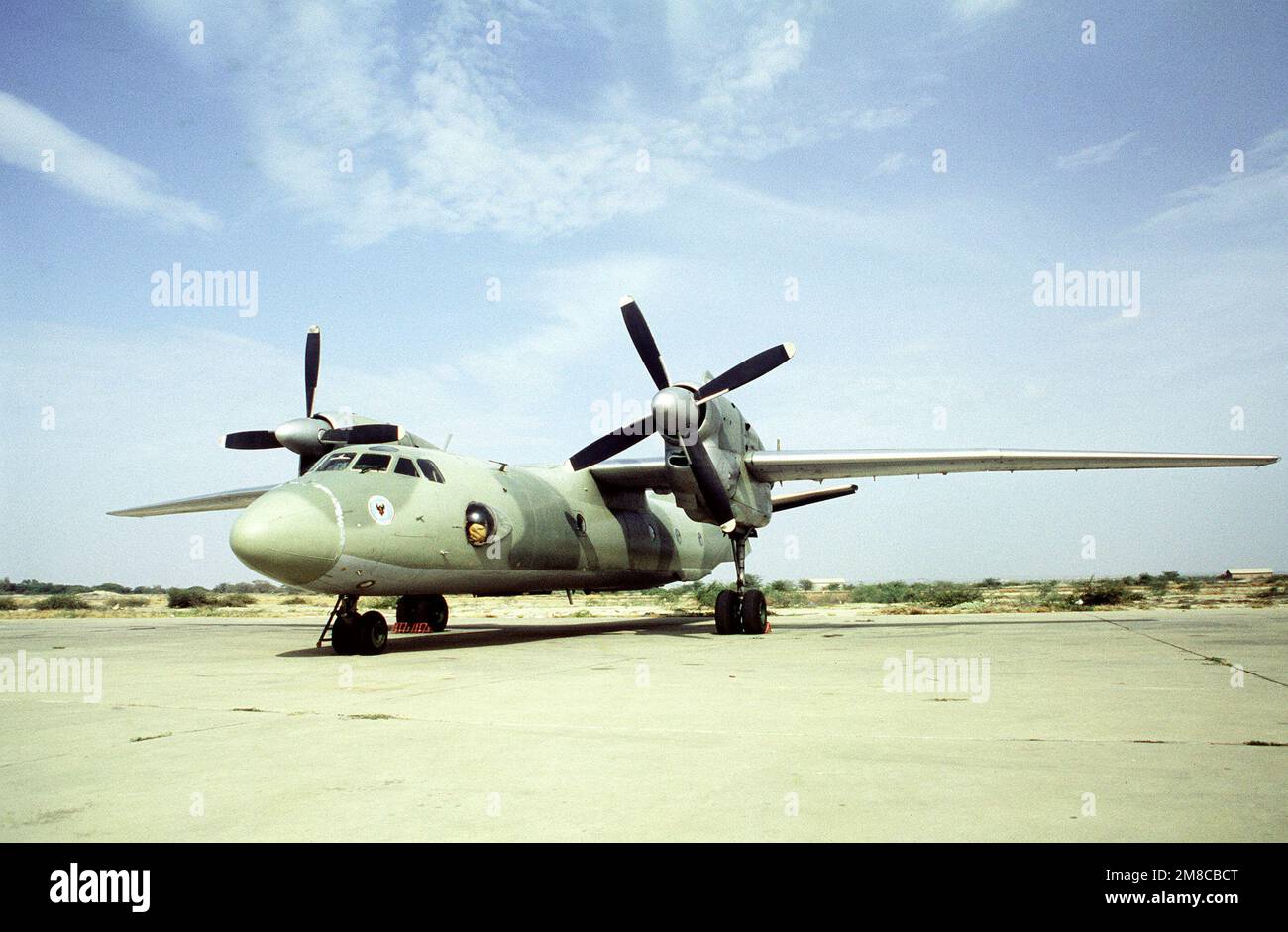 A Peruvian AN-32 Cline aircraft stands on the flight line during a ...