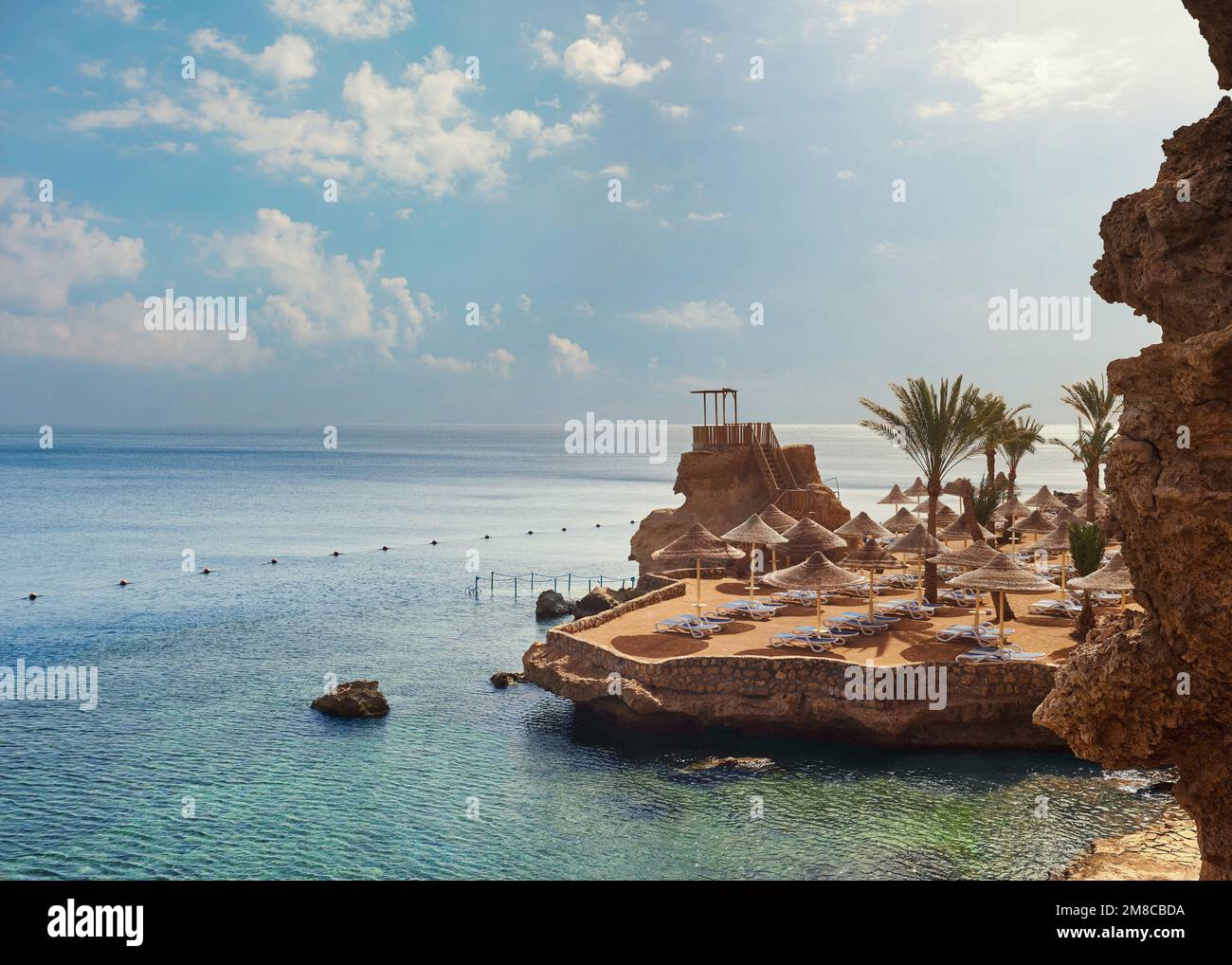 A beach photographed from a high vintage point at morning - Sharm el ...
