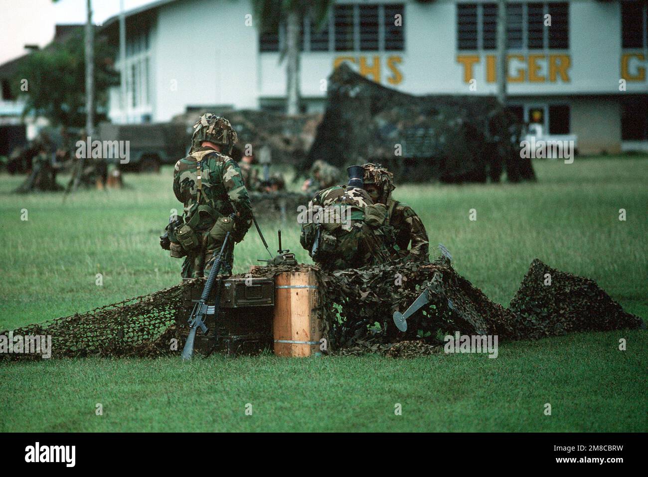 Soldiers from Headquarters Company, Task Force 2-27, set up an M29 81 ...