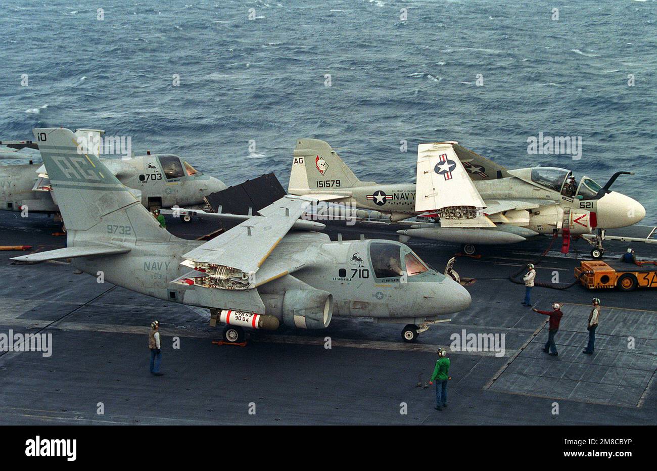 An S-3A Viking aircraft of Air Anti-submarine Squadron 31 (VS-31) waits ...
