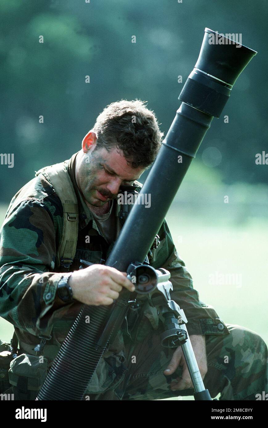 A member of a mortar section attached to 2nd Plt., Co. B, Task Force 2 ...