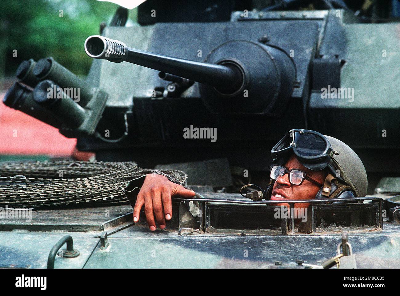 The driver of an LAV-25 Light Armored Vehicle (LAV) from Company B, 2nd ...